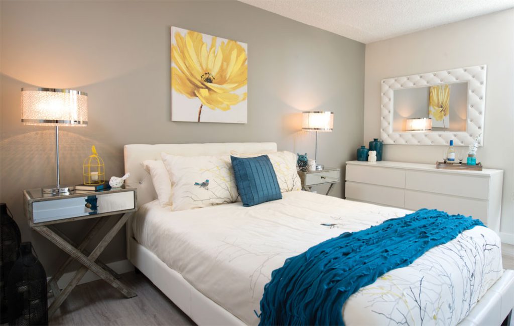 blue-white-bedroom | Evergreen Towers